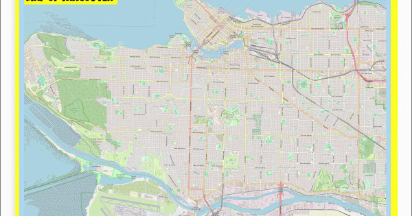 Map of Vancouver with Neighborhoods, Streets, Roads, Highways and Parks ...