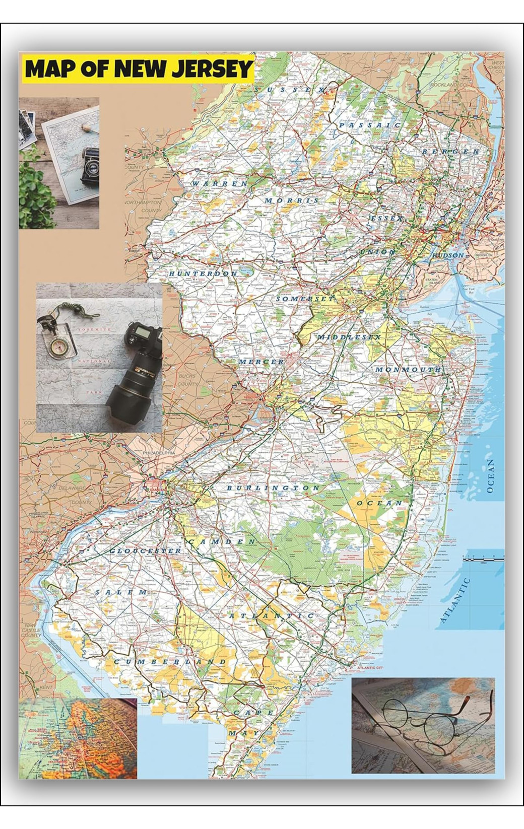 Map of New Jersey Large Detailed Roads and Highways, Map of New Jersey ...