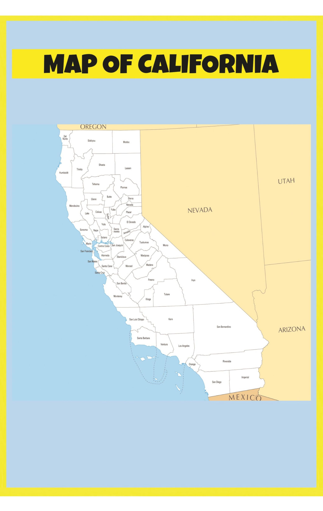 Map of California - Laminated Wall Map Poster Print Perfect for ...