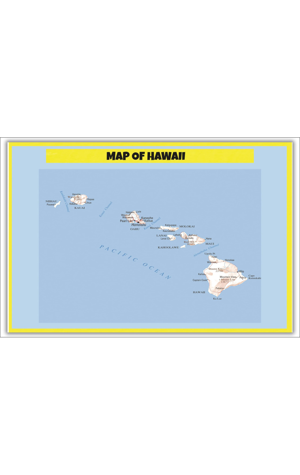 Map of Hawaii - Laminated Wall Map Poster Print Perfect for Classrooms ...