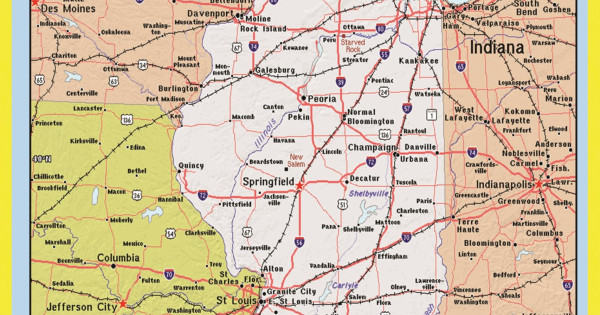 Map of Illinois Style C - Laminated Wall Map Poster Print Perfect for Classrooms and Homes ...