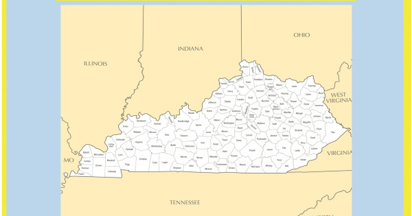 Map of Kentucky- Laminated Wall Map Poster Print Perfect for Classrooms ...
