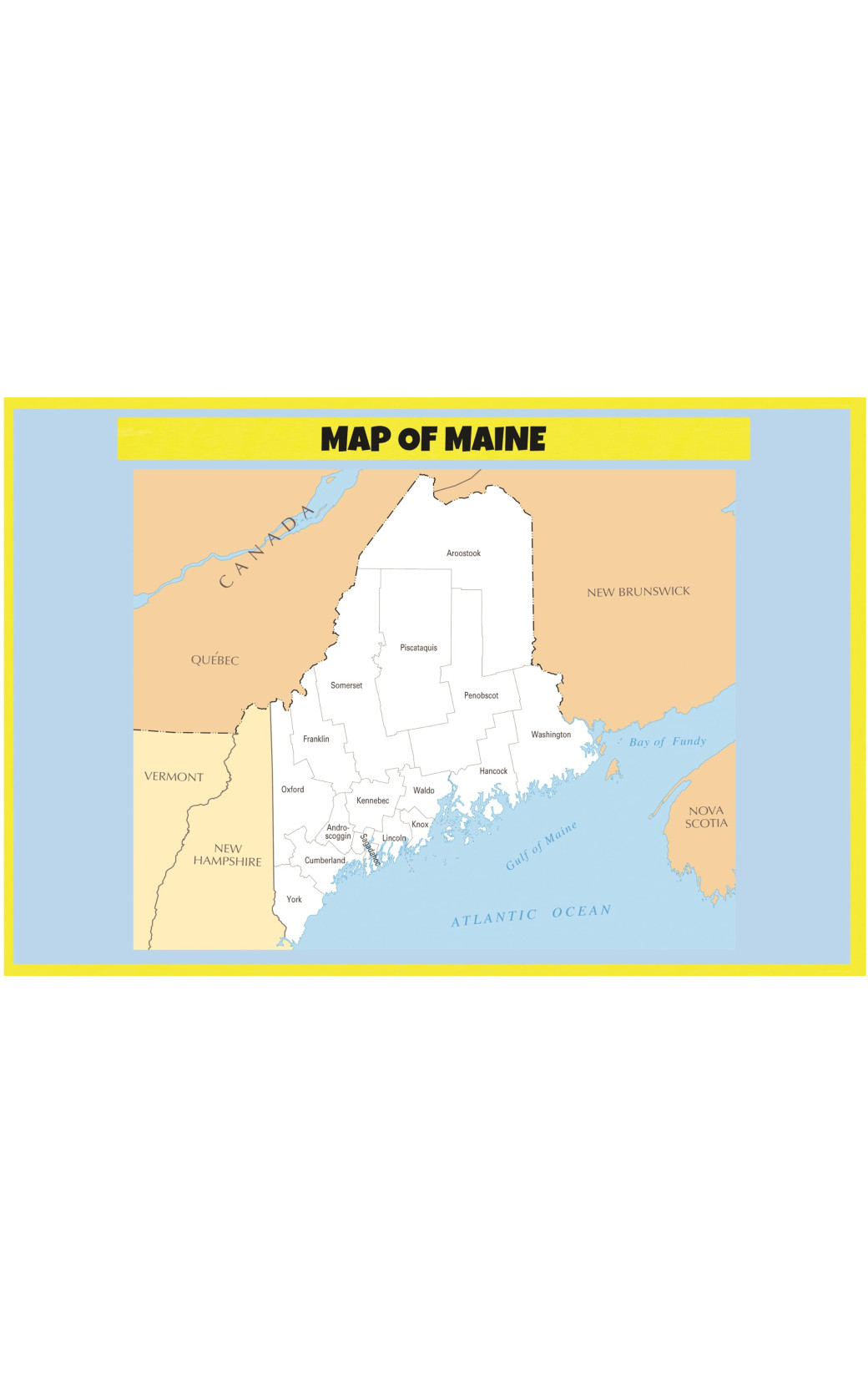 Map of Maine - Laminated Wall Map Poster Print Perfect for Classrooms and Homes - Vivid Imagery ...