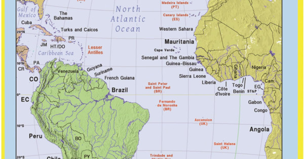 Map of Atlantic Ocean - Laminated Wall Map Poster Print Perfect for Classrooms and Homes - Vivid ...