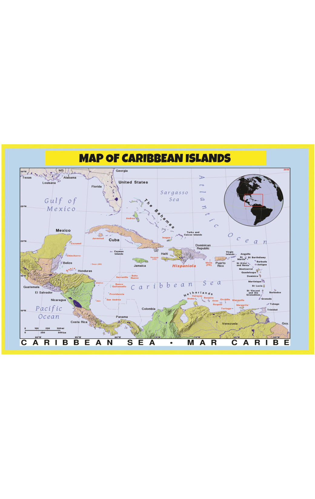 Poster of Caribbean Islands - Laminated Wall Poster Print Perfect for ...