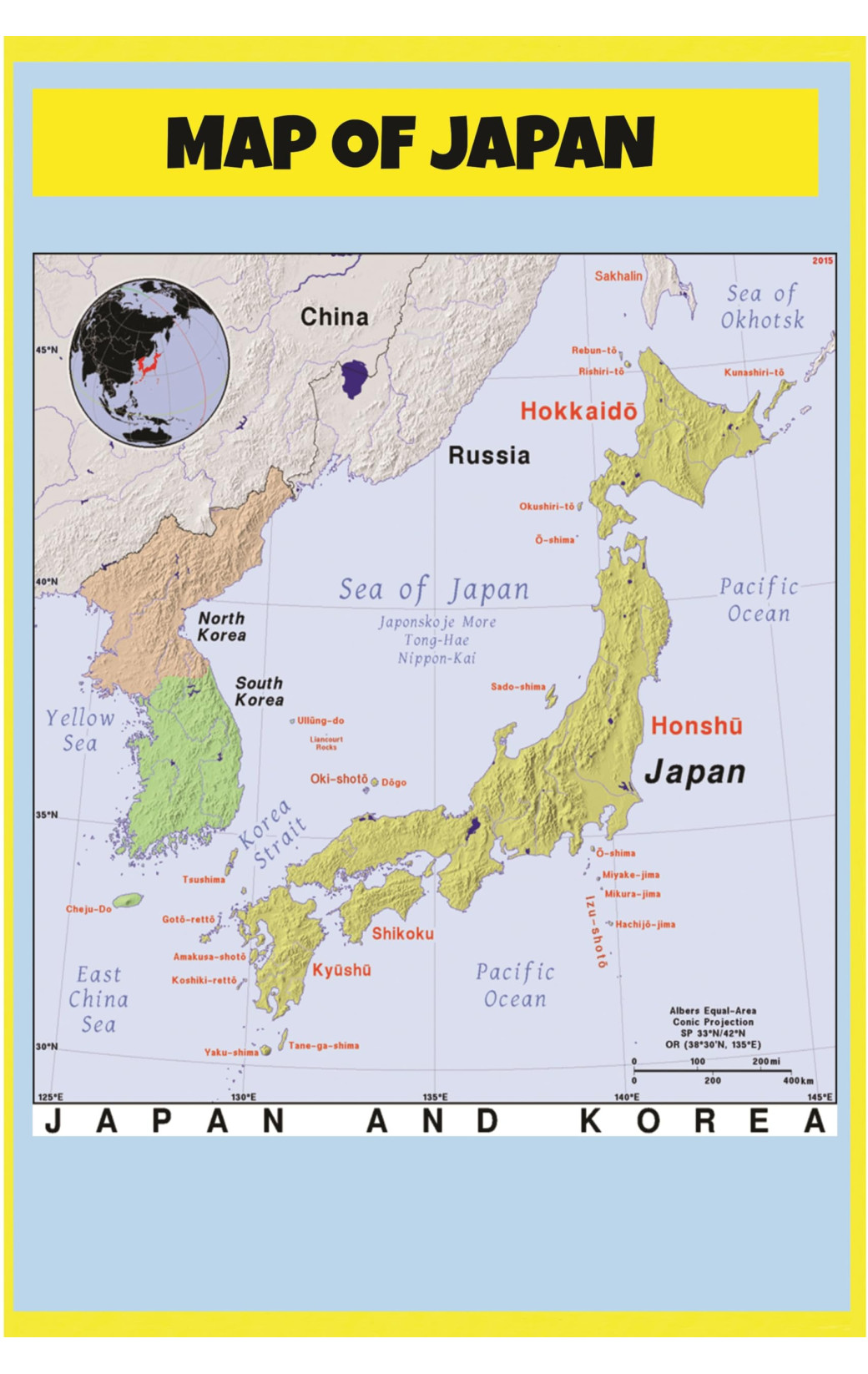 Map of Japan - Laminated Wall Map Poster Print Perfect for Classrooms ...