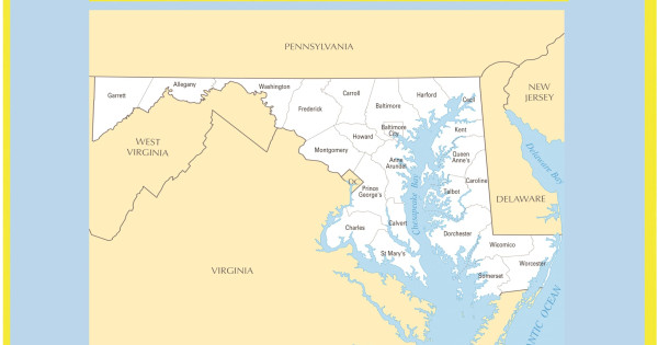 Map of Maryland - Laminated Wall Map Poster Print Perfect for ...