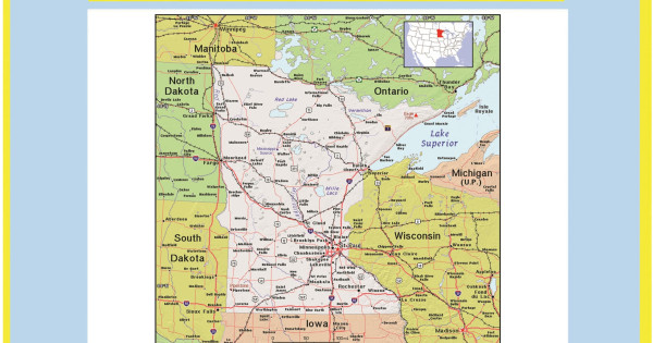 Map of Minnesota Style C - Laminated Wall Map Poster Print Perfect for Classrooms and Homes ...