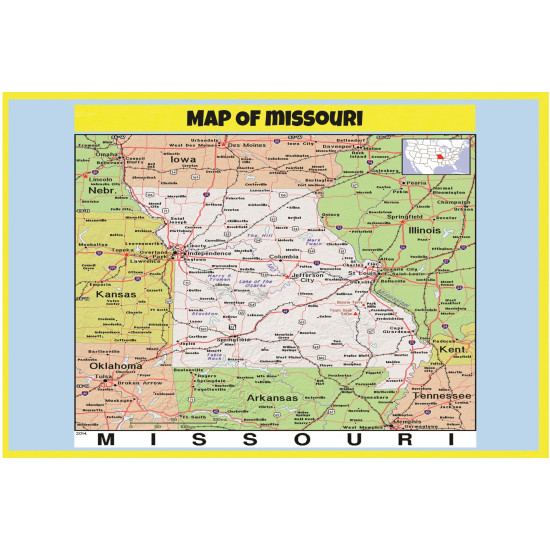 Map of Missouri Style C - Laminated Wall Map Poster Print Perfect for ...