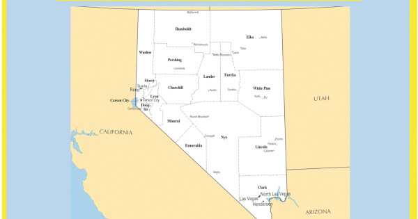 Map of Nevada - Laminated Wall Map Poster Print Perfect for Classrooms ...