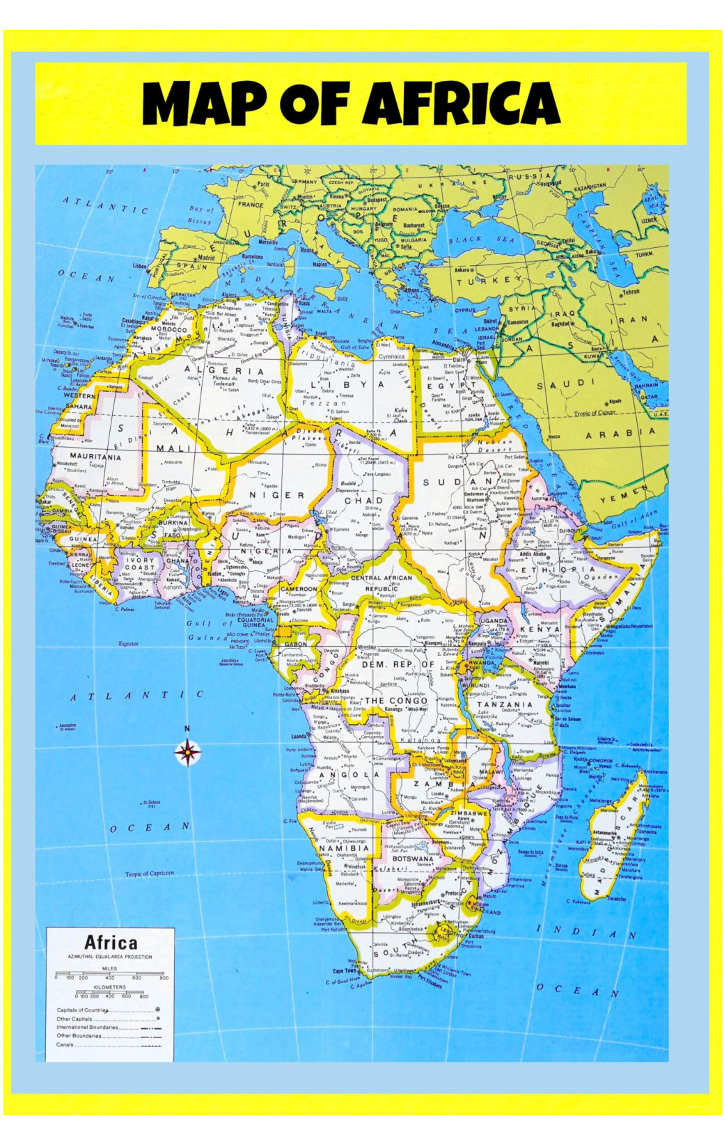 Map of Africa Style 2 - Laminated Wall Map Poster Print Perfect for ...