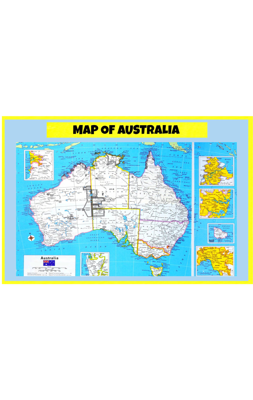 Map of Australia - Laminated Wall Map Poster Print Perfect for ...