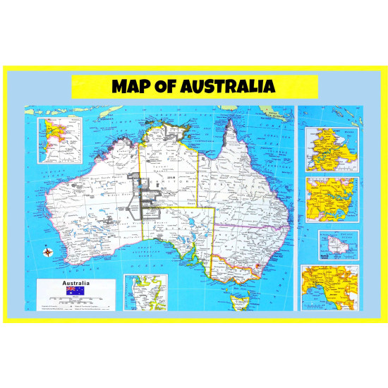 Map of Australia - Laminated Wall Map Poster Print Perfect for ...