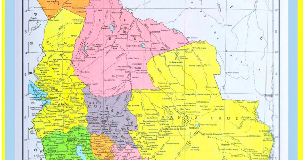 Map of Bolivia - Laminated Wall Map Poster Print Perfect for Classrooms and Homes - Vivid ...