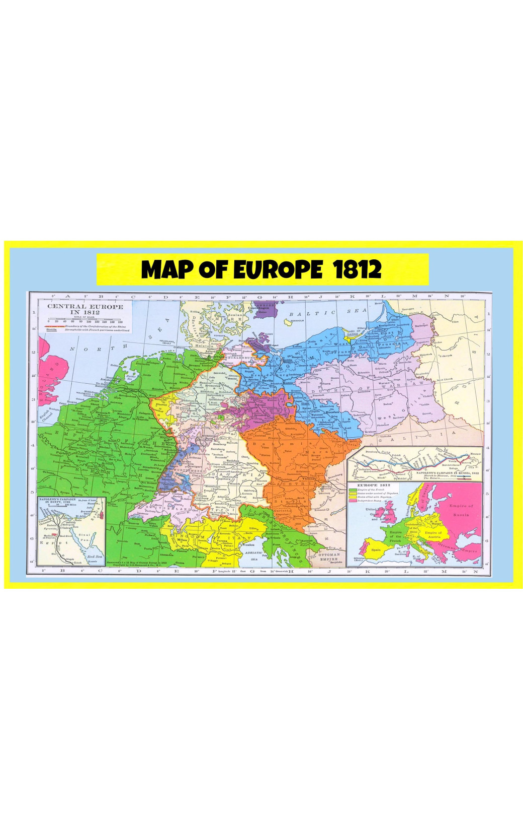 Map of Europe 1812 - Laminated Wall Map Poster Print Perfect for Classrooms and Homes - Vivid ...