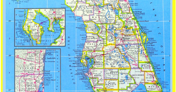 Map of Florida Style E - Laminated Wall Map Poster Print Perfect for Classrooms and Homes ...