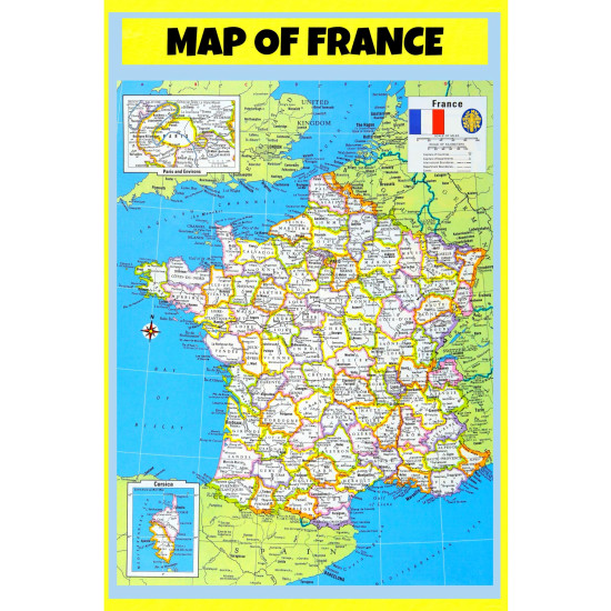 Map of France Style B - Laminated Wall Map Poster Print Perfect for ...