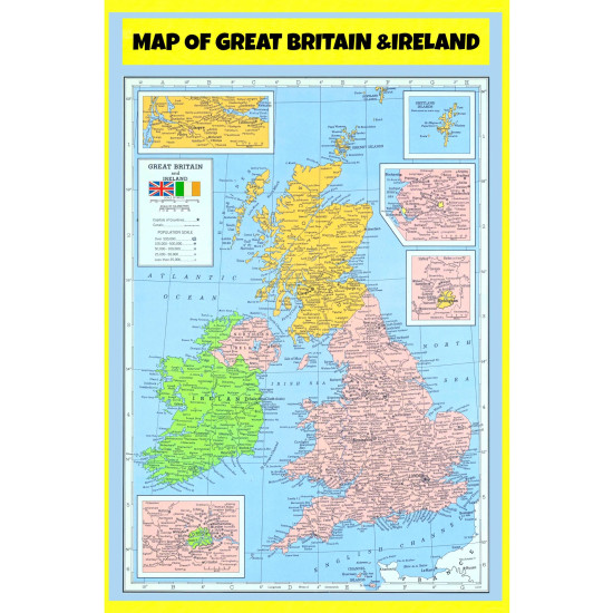 Map of Great Britain and Ireland - Laminated Wall Map Poster Print ...