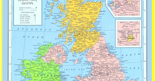 Map of Great Britain and Ireland - Laminated Wall Map Poster Print ...