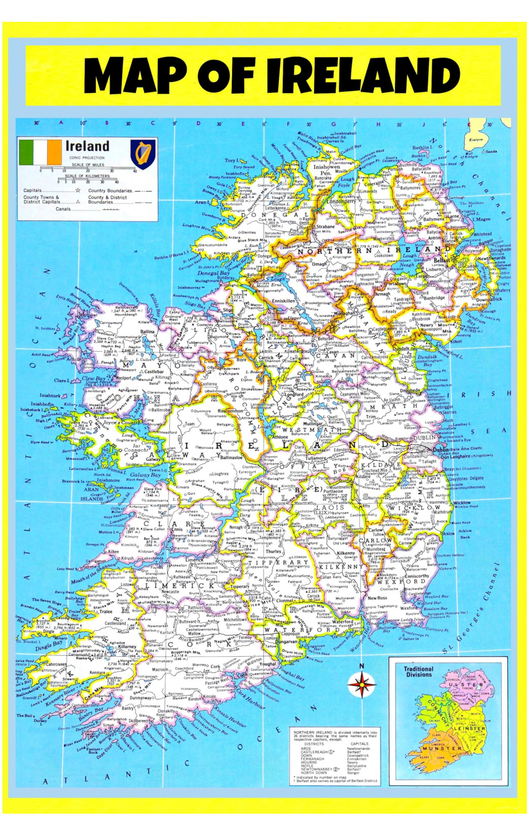 Poster of Ireland - Laminated Wall Map Poster Print Perfect for ...