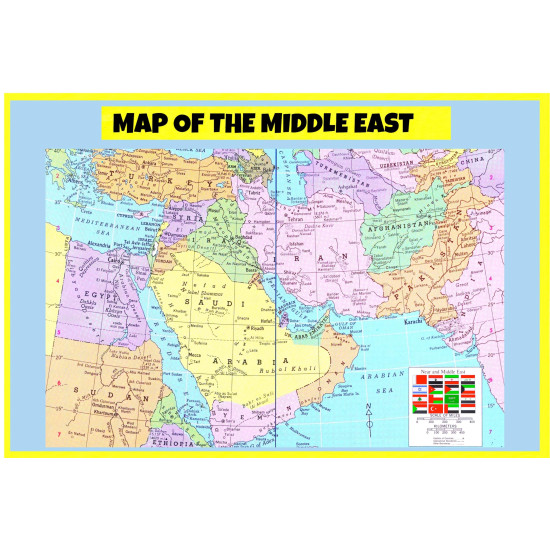 Map of Middle East Style 2 - Laminated Wall Map Poster Print Perfect ...