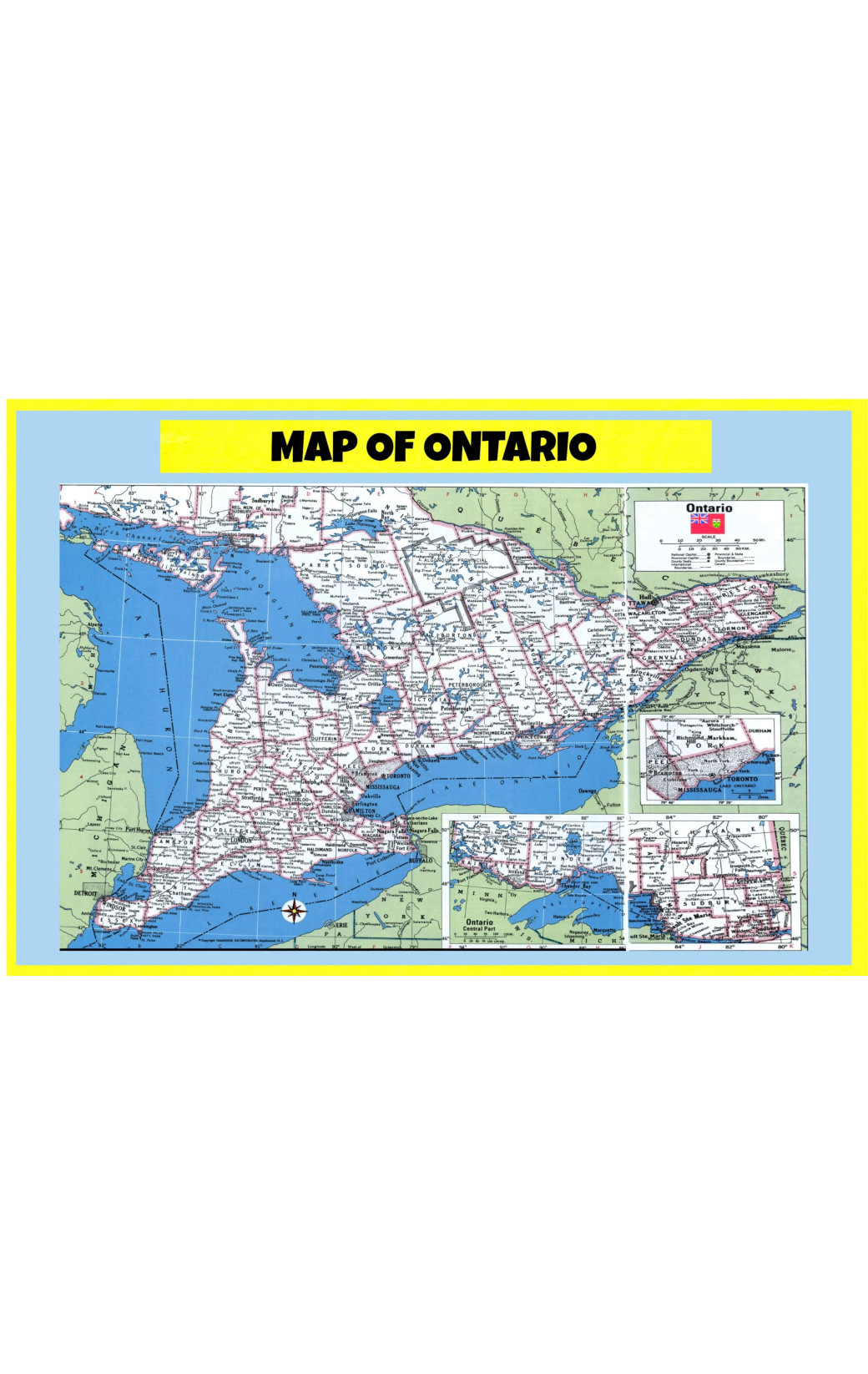Map of Ontario - Laminated Wall Map Poster Print Perfect for Classrooms ...