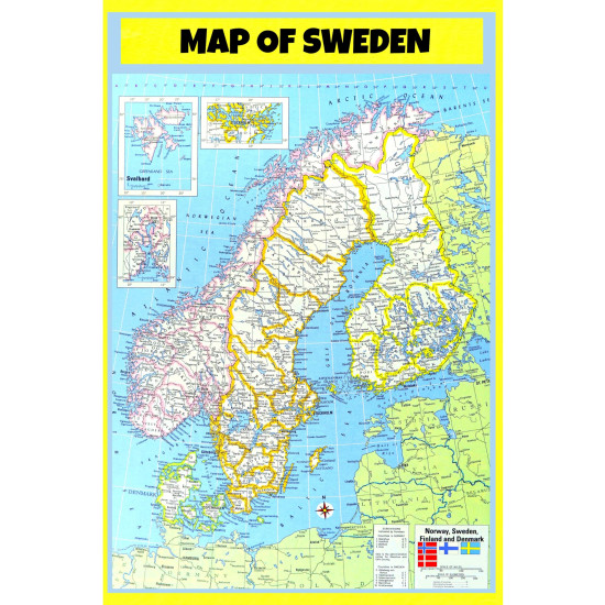 Map of Sweden - Laminated Wall Map Poster Print Perfect for Classrooms ...