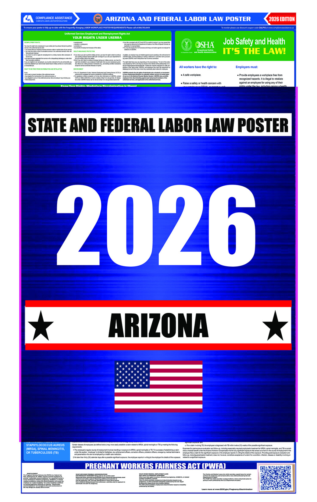 2026 Arizona Labor Law Poster All-In-One State & Federal, Fast Shipping