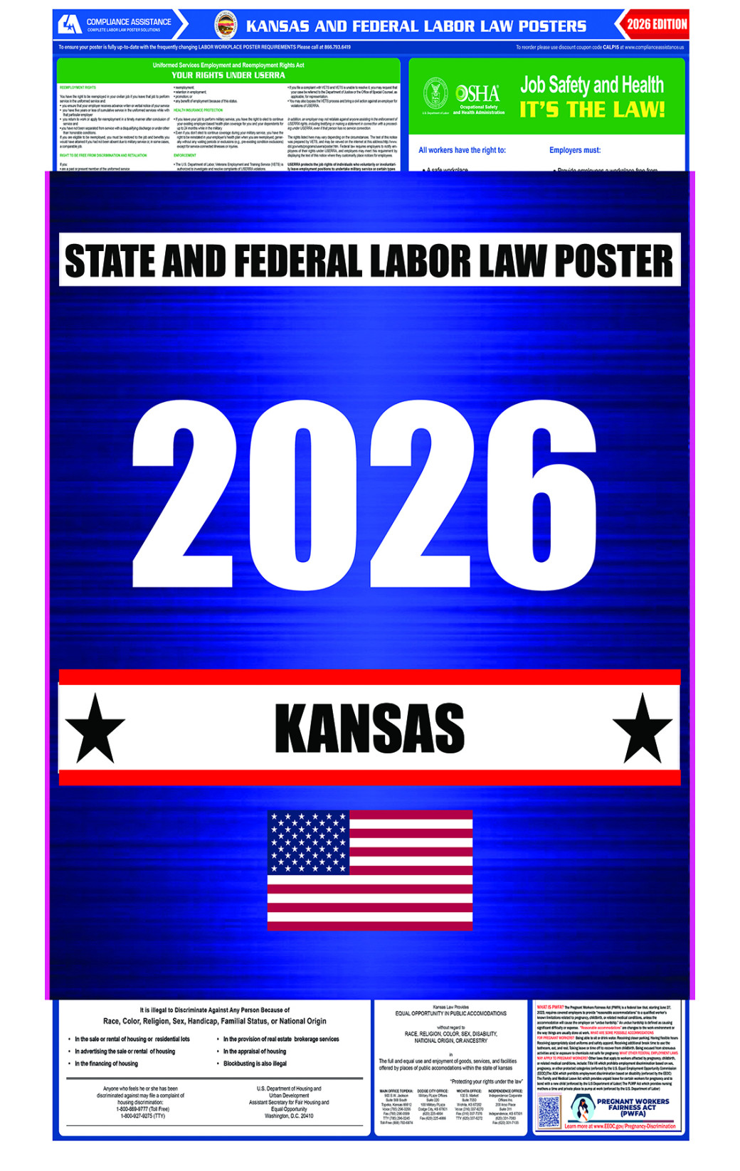 2026 Kansas Labor Law Poster - All-In-One State/Federal Fast Shipping