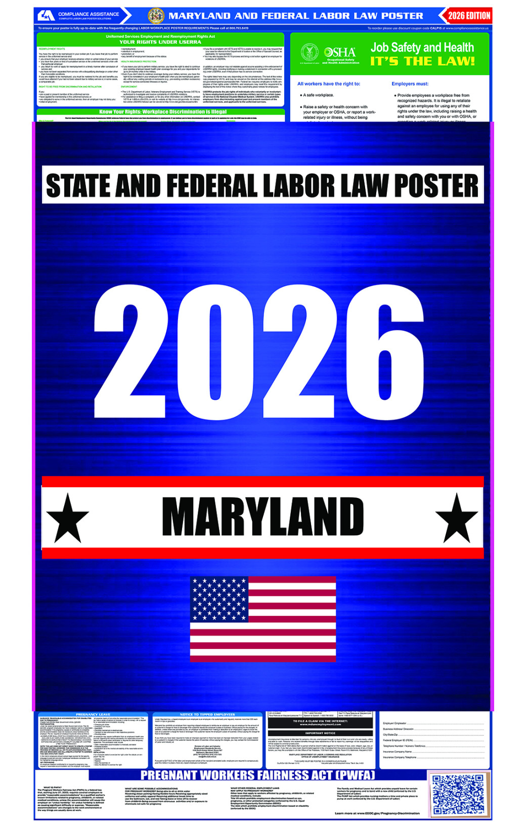 2026 Maryland Labor Law Poster - All-In-One State/Federal