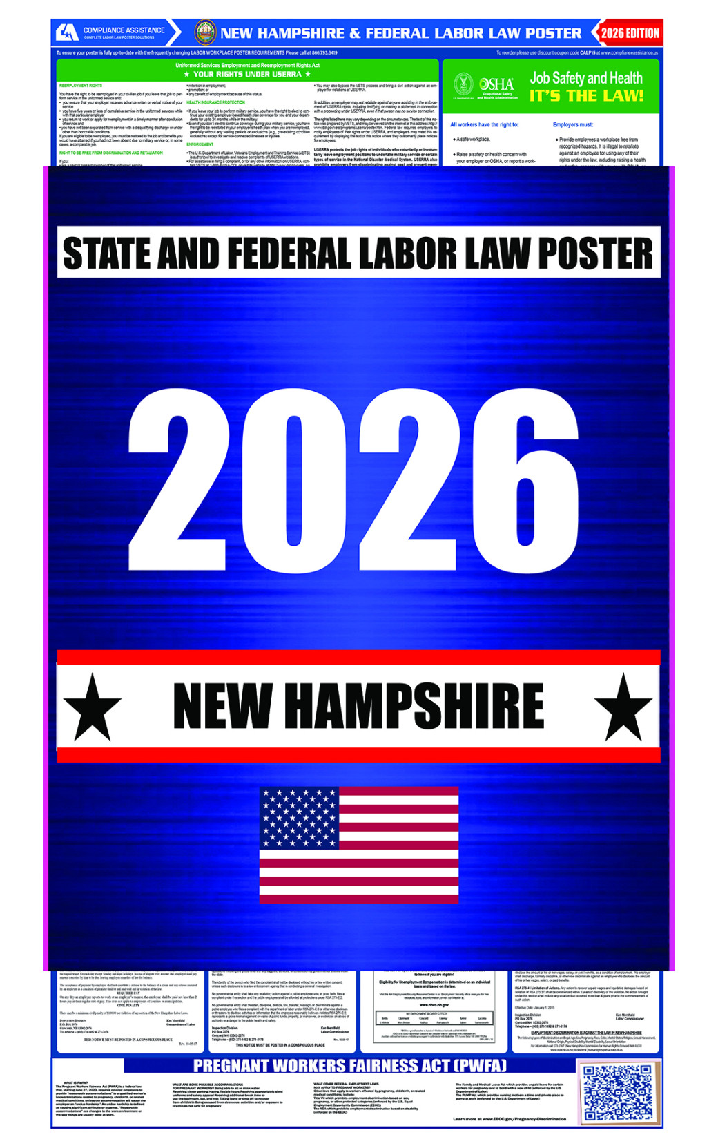2026 New Hampshire Labor Law Poster - All-In-One State, Federal