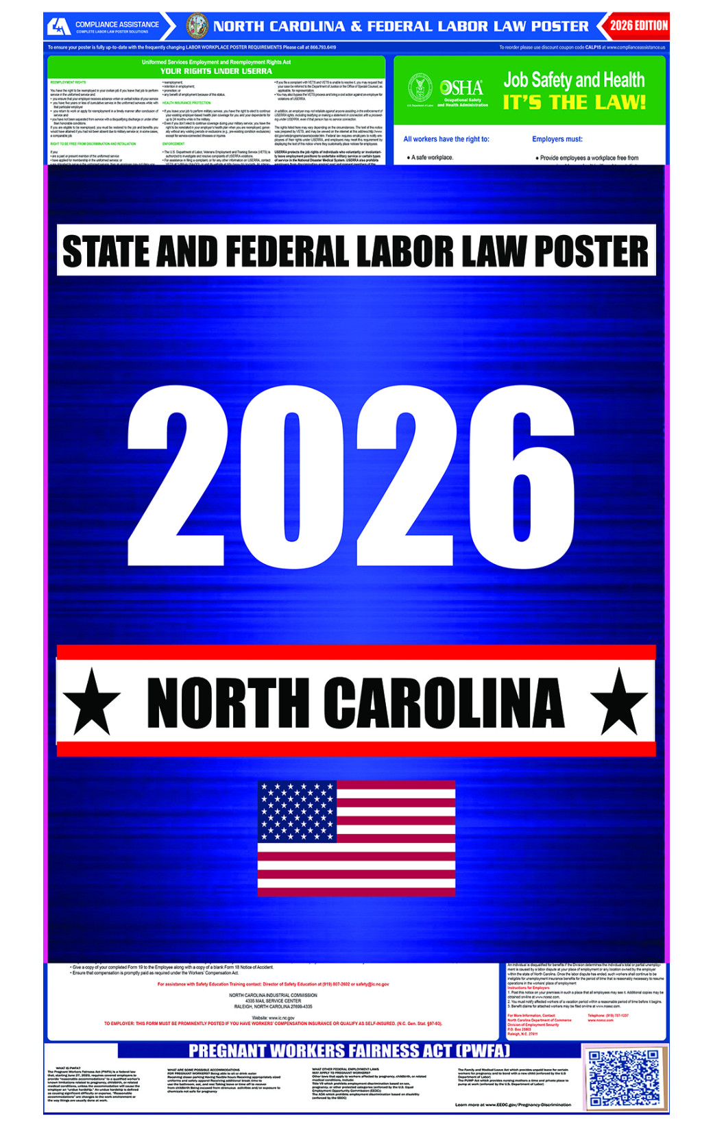 2026 North Carolina Labor Law Poster - All-In-One State and Federal