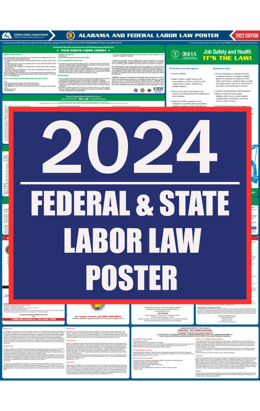 2024 Alabama Labor Law Poster All-In-One State & Federal, Fast Shipping