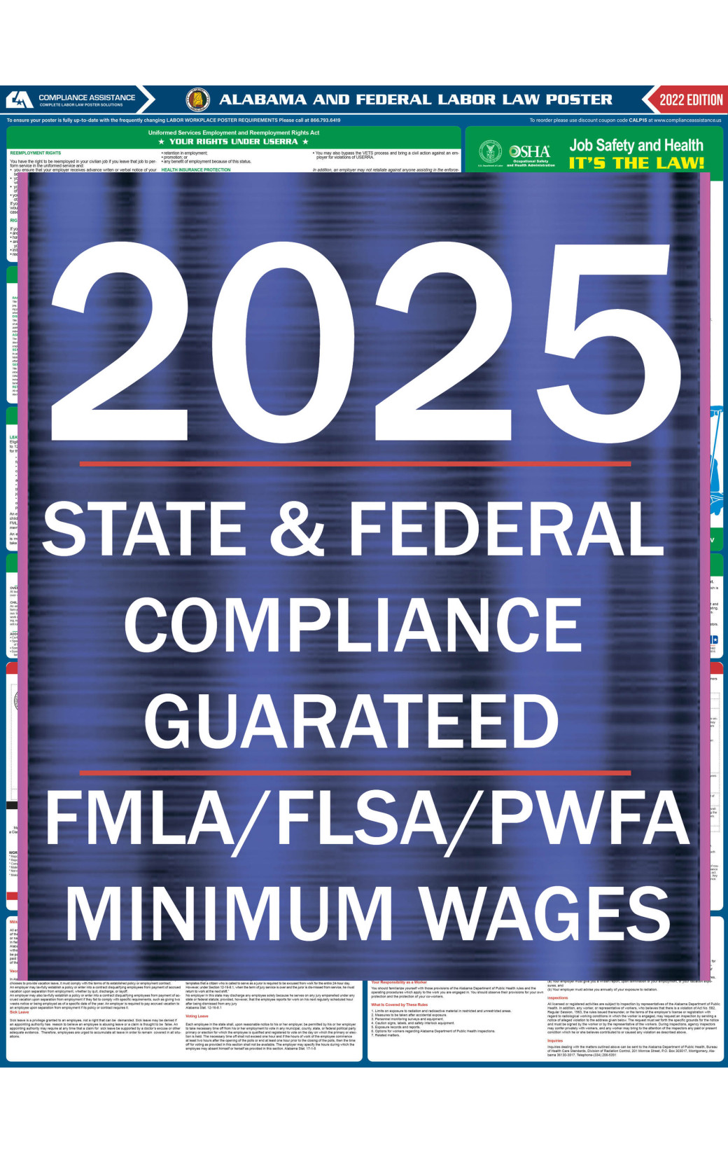 2025 Alabama Labor Law Poster All-In-One State & Federal, Fast Shipping