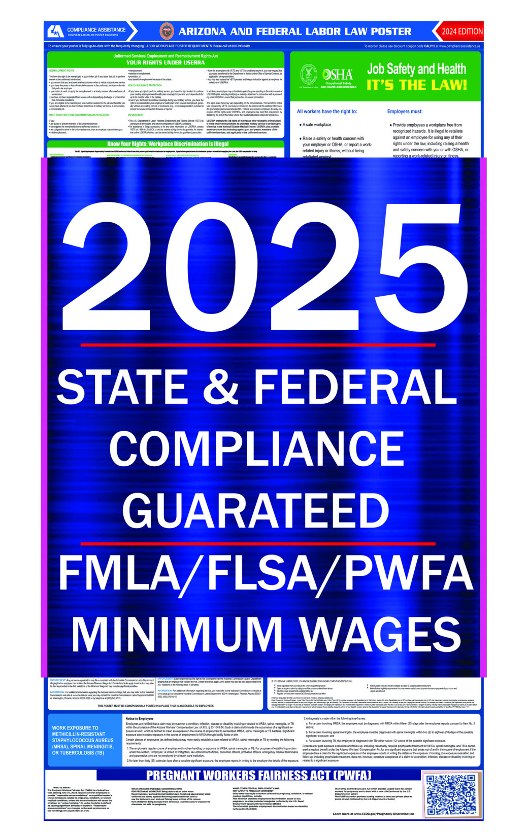 2026 Arizona Labor Law Poster All-In-One State & Federal, Fast Shipping