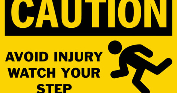 Caution Avoid Injury Watch Your Step Safety Sign