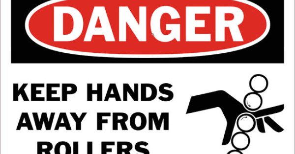 Danger Keep Hands Away From Rollers Safety Sign