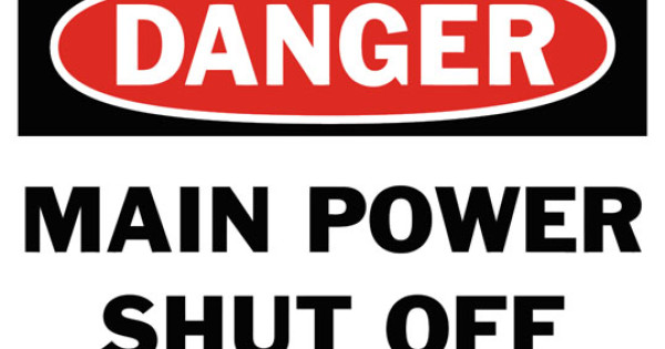 Danger Main Power Shut Off Safety Sign