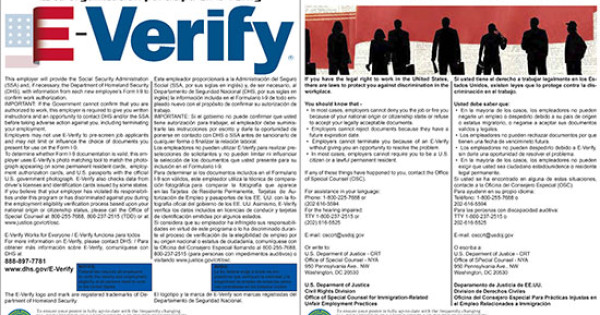 E-Verify and Right to Work Laminated Combo Poster
