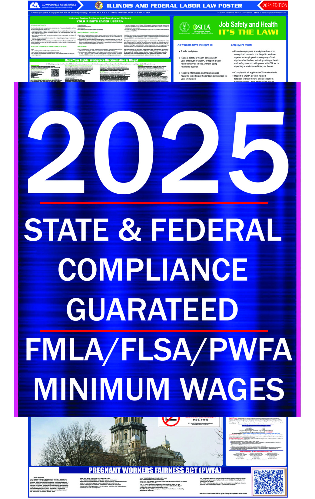 2025 Illinois Labor Law Poster - All-In-One State/Federal Fast Shipping