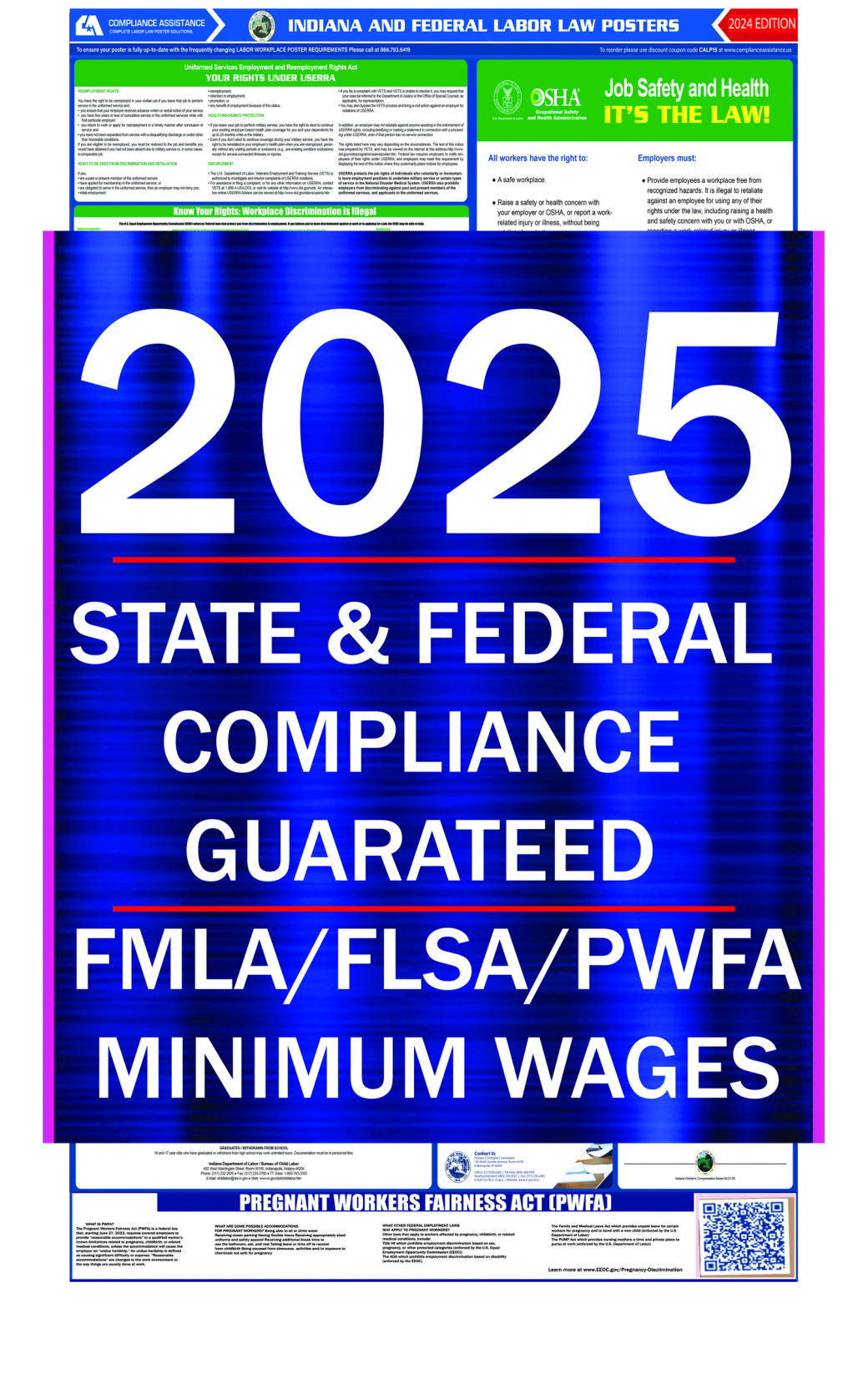 2026 Indiana Labor Law Poster All-In-One State & Federal Fast Shipping