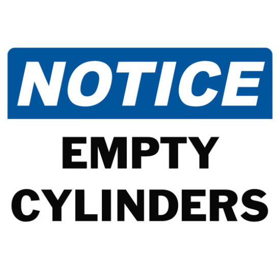 Notice Empty Cylinders Safety Sign