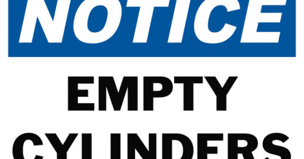 Notice Empty Cylinders Safety Sign