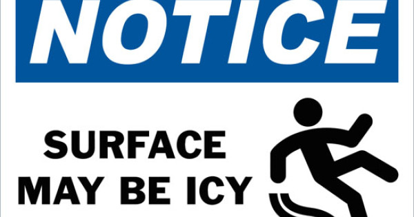 Notice Surface May Be Icy Safety Sign
