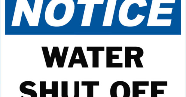 Notice Water Shut Off Safety Sign
