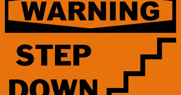 Warning Step Down Safety Sign