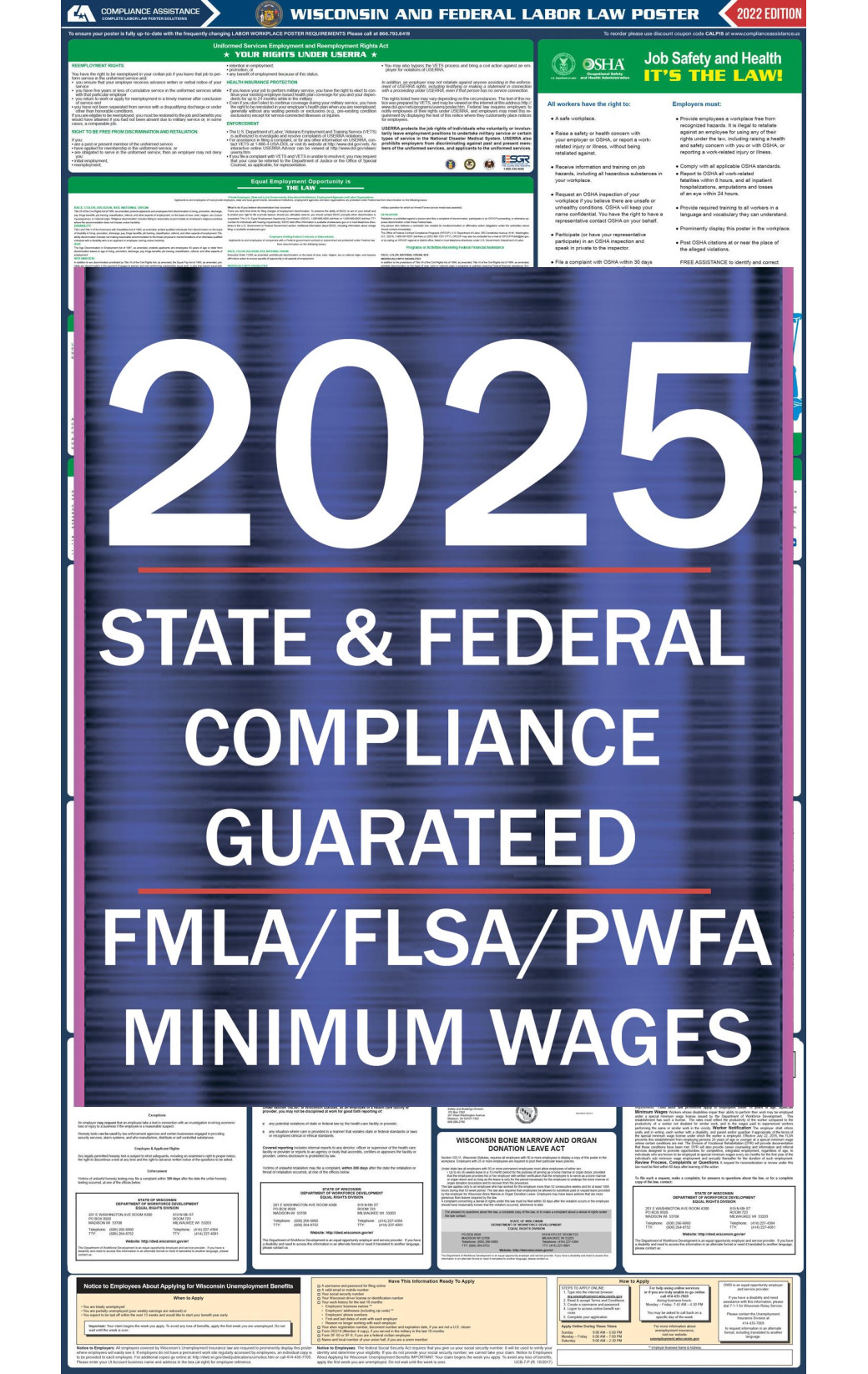 Wisconsin Labor Law Poster 2025 - All-In-One State/Federal