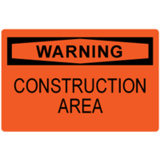 OSHA Safety Sign: Warning - Construction Area
