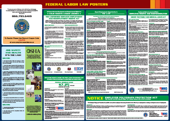 Compliance Assistance - Federal Labor Law Poster. Lowest prices guaranteed!